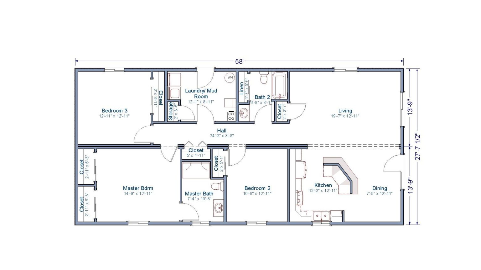 TLC Modular Homes - Eagle Crest – 28′ x 58′ Modular Home